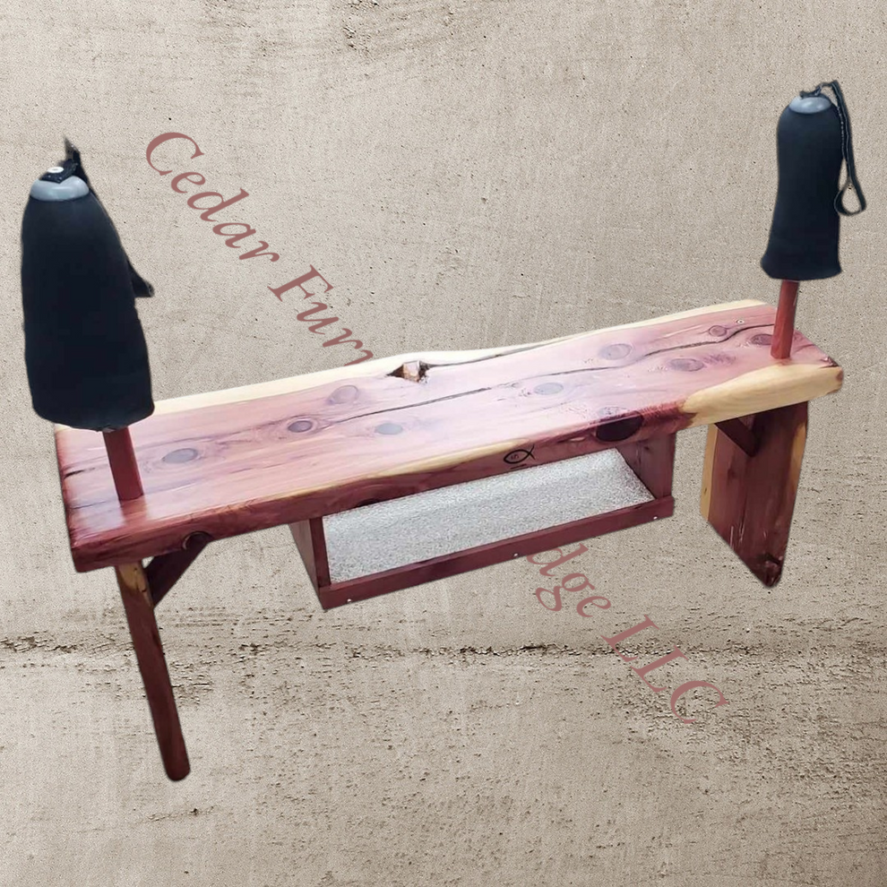 Cedar Bench with Amputee Liner Stands – Cedar Furniture Lodge