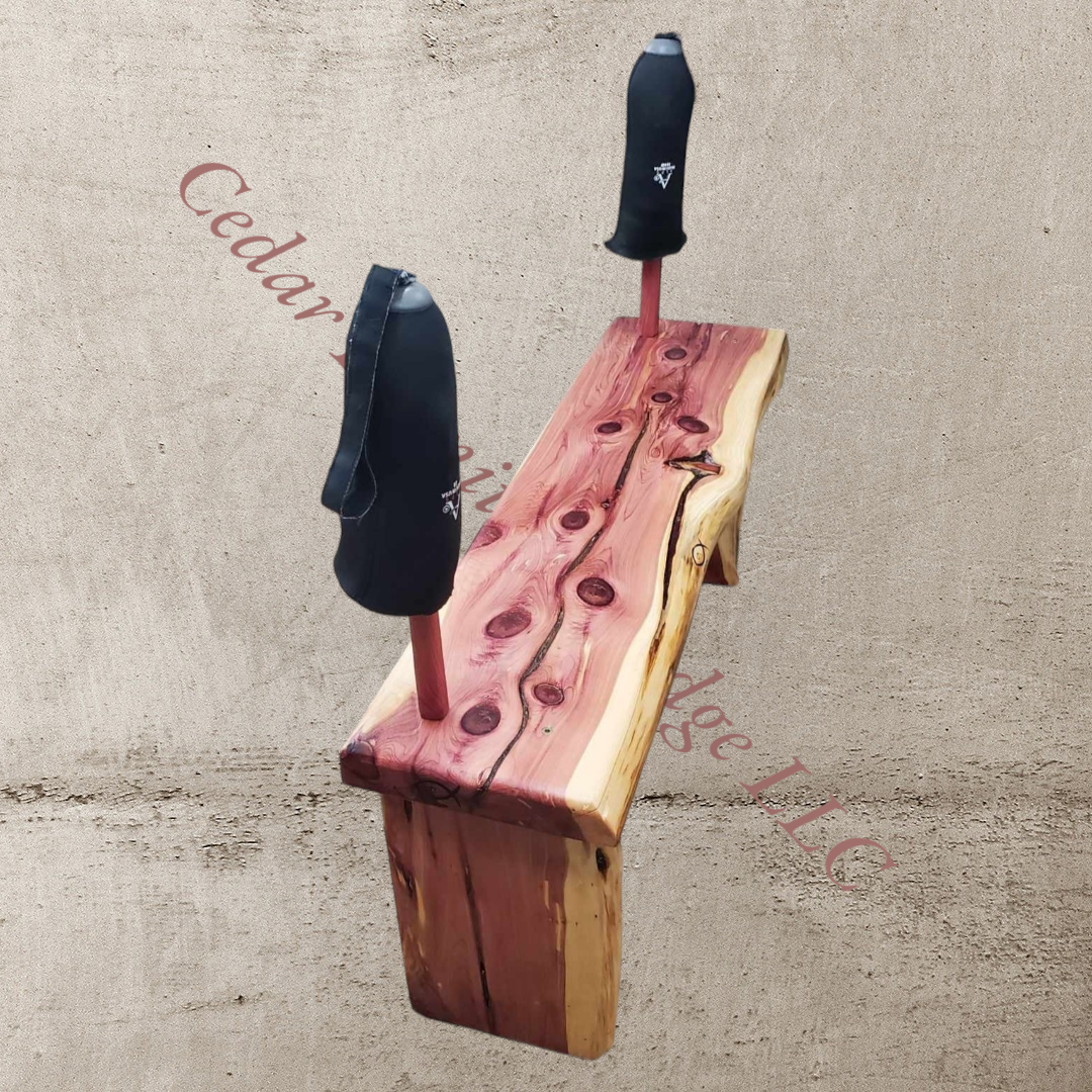 Cedar Bench with Amputee Liner Stands – Cedar Furniture Lodge